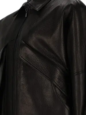 Magda Butrym Giacca In Pelle Vintage Con Colletto Classico
