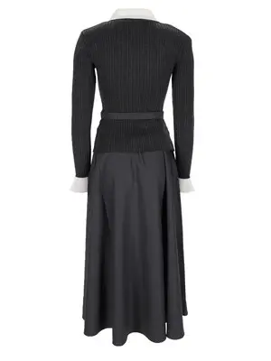 SELF-PORTRAIT Abito Midi In Twill Di Maglia