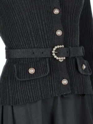 SELF-PORTRAIT Abito Midi In Twill Di Maglia - Grey