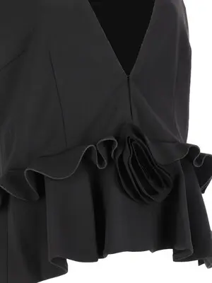 ROTATE BY BIRGER CHRISTENSEN Top Con Scollo A V E Applicazioni Floreali - Black
