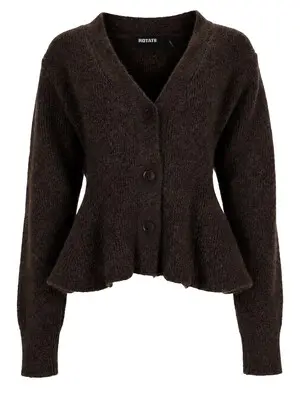 ROTATE BY BIRGER CHRISTENSEN Cardigan In Maglia Con Volant - Brown