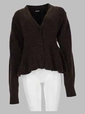 ROTATE BY BIRGER CHRISTENSEN Cardigan In Maglia Con Volant - Brown