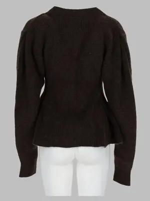 ROTATE BY BIRGER CHRISTENSEN Cardigan In Maglia Con Volant - Brown