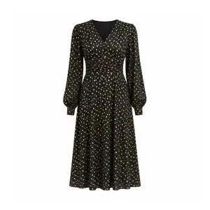 YUMI Foil Print Midi Dress