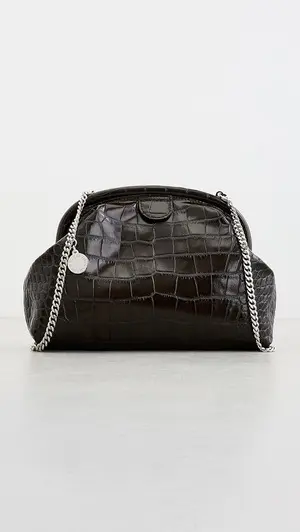 Stella McCartney Falabella Soft Faux Leather Croc Clutch With Chain