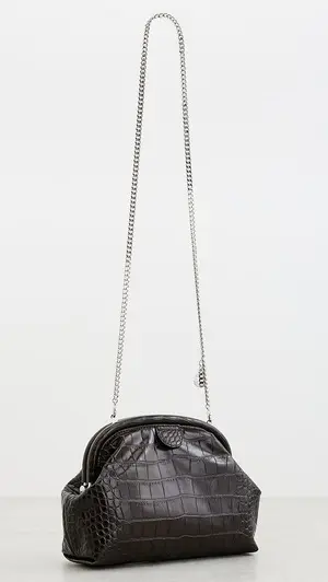 Stella McCartney Falabella Soft Faux Leather Croc Clutch With Chain