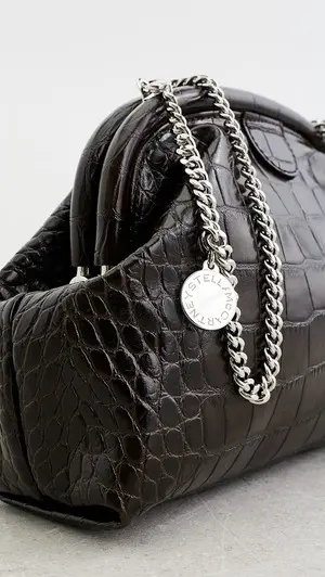 Stella McCartney Falabella Soft Faux Leather Croc Clutch With Chain