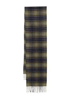 Barbour Wool Flannel Tartan Check Fringed Edge Wraparound Scarf