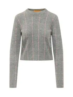GUEST IN RESIDENCE Guest In Residence Shrunken Checker Crew Knit Sweater