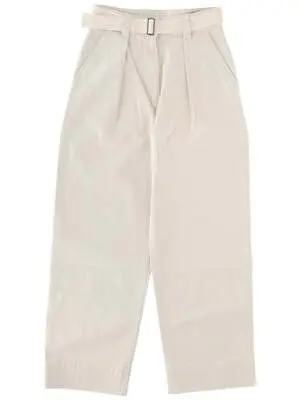 MARGARET HOWELL High-waist Pleated Wide-leg Trousers With Belt - White