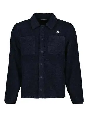 K-WAY Fleece Point Collar Front Press-stud Jacket With Long Sleeves And Chest Pockets - Navy