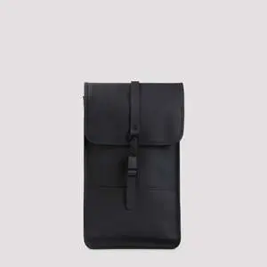 Rains Waterproof Matte Pu Laptop Backpack With 15" Pocket, Magnetic Flap & External Zip - Black