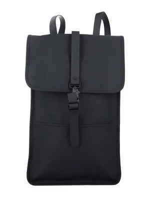 Rains Waterproof Matte Pu Laptop Backpack With 15" Pocket, Magnetic Flap & External Zip - Black