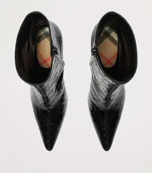 Burberry Croc-embossed Leather Dame Ankle Boots 90