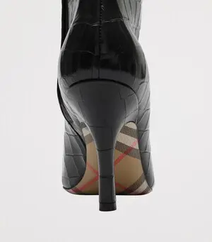 Burberry Croc-embossed Leather Dame Ankle Boots 90