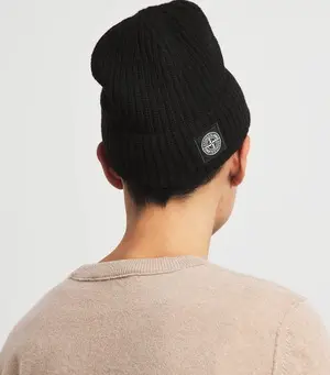 Stone Island Virgin Wool Logo Beanie