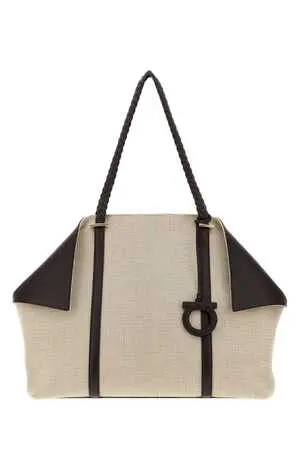FERRAGAMO Ferragamo Fabric Scarf-Style Shopping Handbag, 40 X 31 X 18 Cm With 25 Cm Handle Height Multicoloured