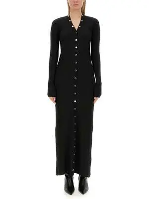 Attico Ribbed-knit Cardigan Dress - Black