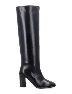 Soeur Tall Leather Block-heel Boots - Nero