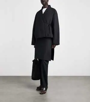 ST. AGNI Wool-blend Pillow Wrap Jacket - Black