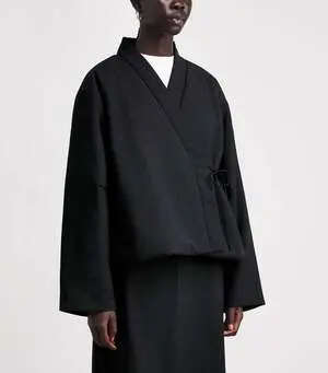 ST. AGNI Wool-blend Pillow Wrap Jacket - Black