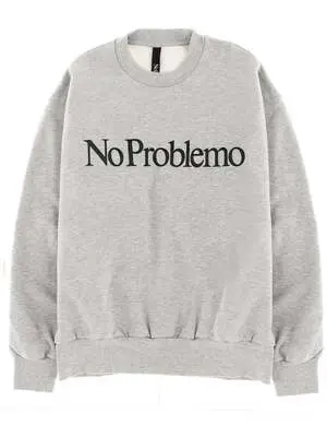 NO PROBLEMO Graphic Logo Crewneck Sweatshirt - Grey