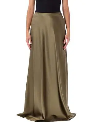 Ralph Lauren Masina Flared Maxi Skirt With Lustrous Finish - Verde