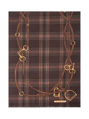 Ralph Lauren Belted Plaid Wrap Scarf - Brown