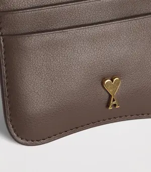 AMI Paris Grained Leather Paris Card Holder