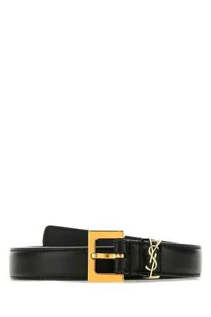 Saint Laurent Antiqued Gold-tone Mini Leather Belt