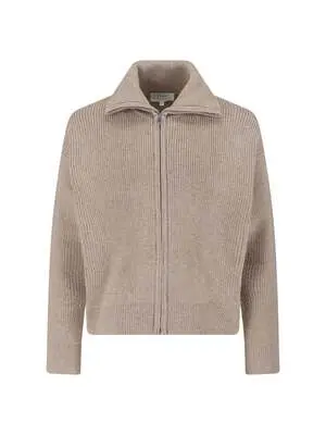 Studio Nicholson Ribbed Knit Zip Fastening Point Collar Sweater With Long Sleeves