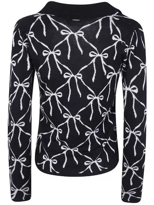 TWINSET Bowjacquard Polocollar Knit Sweater