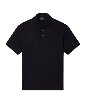 Emporio Armani Textured Regular-fit Polo Shirt - Black