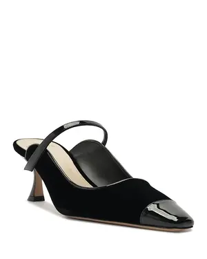 ALEXANDRE BIRMAN Tita Wave 60 Velvet & Patent Leather Mules - Black