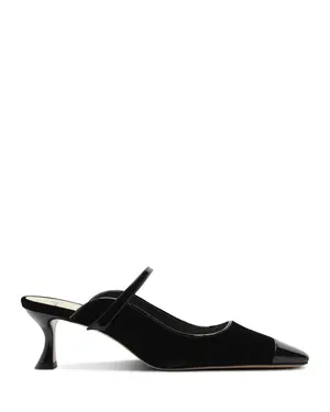 ALEXANDRE BIRMAN Tita Wave 60 Velvet & Patent Leather Mules