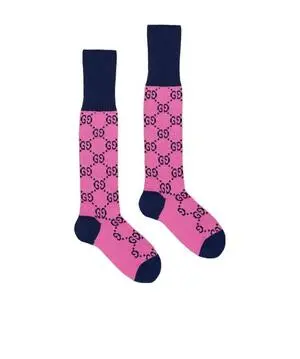 Gucci Monogram-pattern Intarsia-knit Socks - Pink
