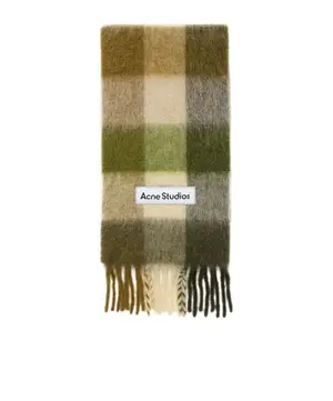 Acne Studios Mohair Check Scarf Green/gray/black