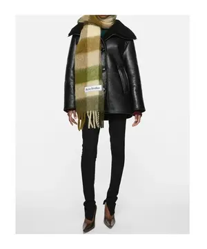 Acne Studios Mohair Check Scarf - Green/gray/black