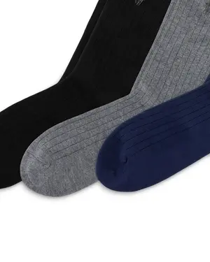 Polo Ralph Lauren Soft Touch Rib Slack Crew Socks, Pack Of 3 - Navy Black