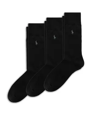 Polo Ralph Lauren Soft Touch Slack Crew Socks, Pack Of 3 - Black