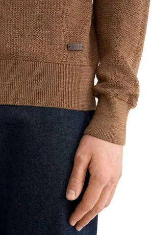 Eton Merino Wool Long Sleeve Polo Shirt - Medium Brown