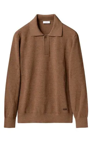 Eton Merino Wool Long Sleeve Polo Shirt - Medium Brown
