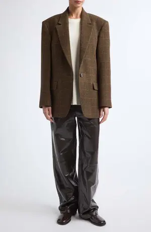 RÓHE Oversize Check Wool Jacket - Moss Check