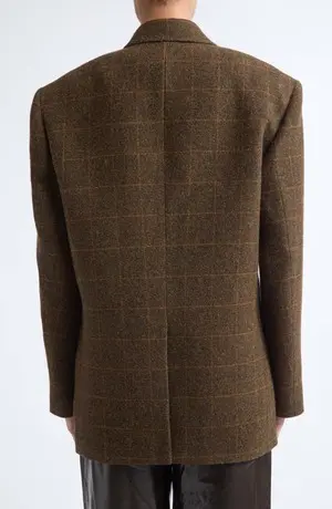 RÓHE Oversize Check Wool Jacket - Moss Check