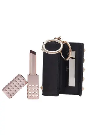 Valentino Garavani Rockstud Leather Lipstick Keychain