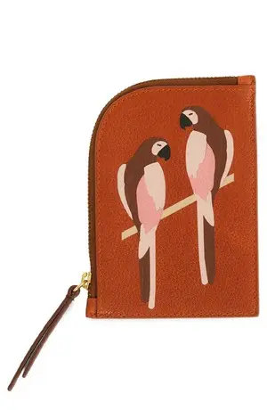 Farm Rio Zip Leather Card Case - Macaw