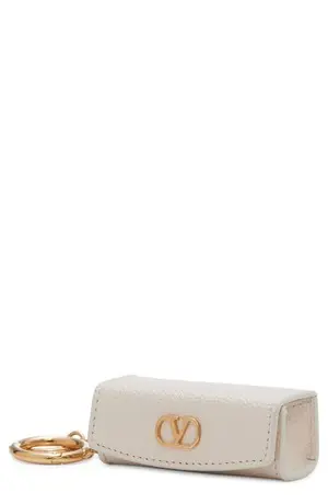 Valentino Garavani Vlogo Lipstick Leather Keychain - Light Ivory