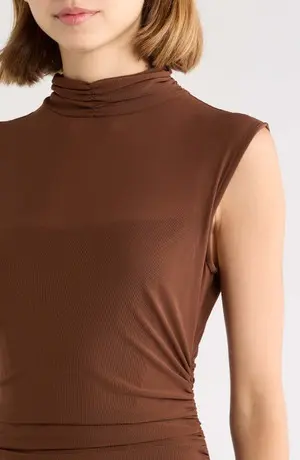 PETAL & PUP Alma Mesh Mock Neck Minidress