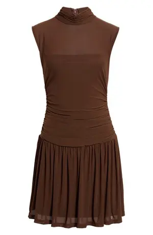 PETAL & PUP Alma Mesh Mock Neck Minidress