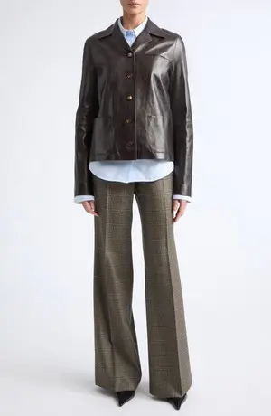 Lafayette 148 New York Lafayette Plaid Flare Leg Wool Pants
